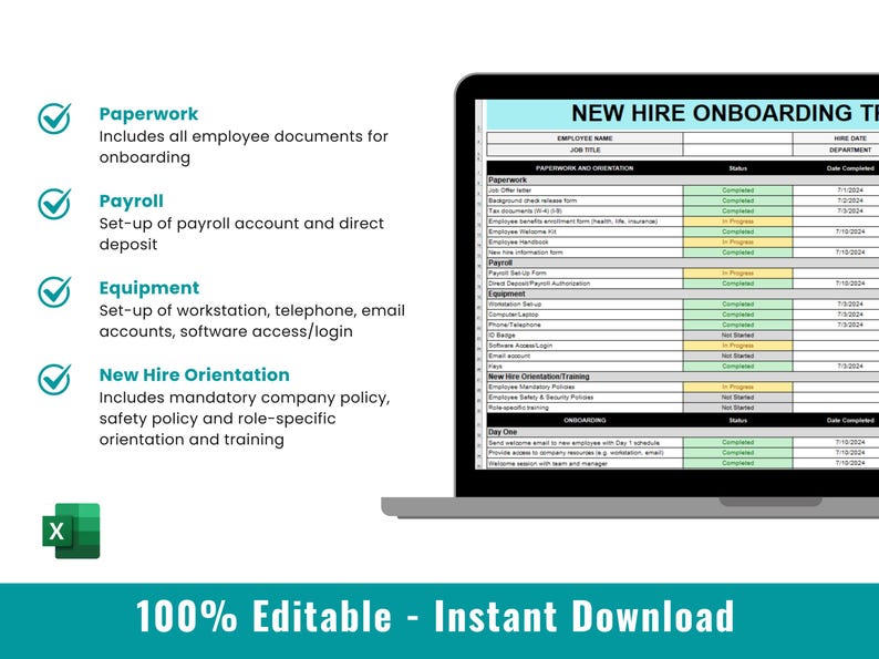 New Hire Checklist, New Hire Packet, New Hire Onboarding, Job Offer ...