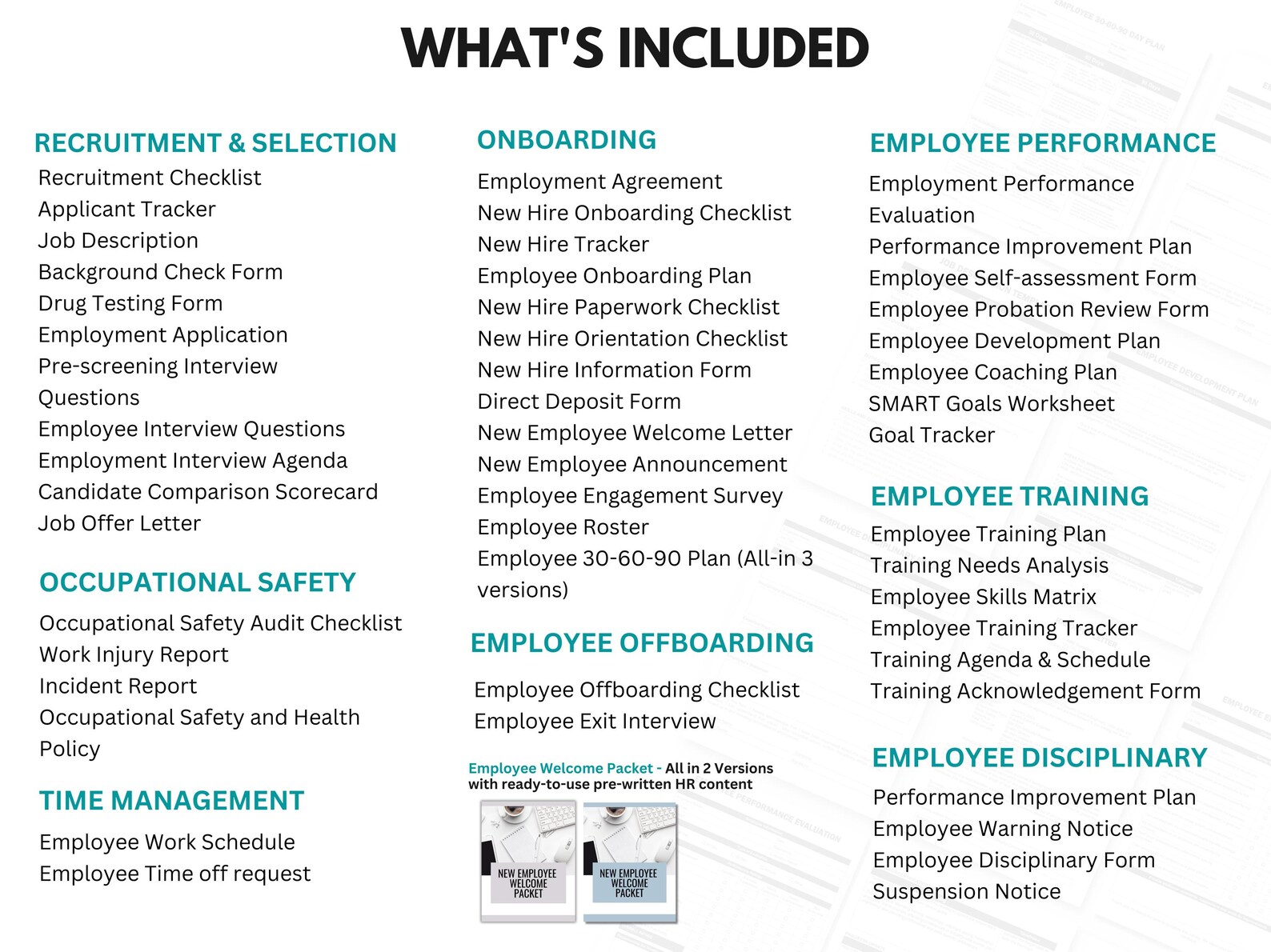 HR Forms, HR Templates, Recruitment, New Hire Packet, New Hire ...
