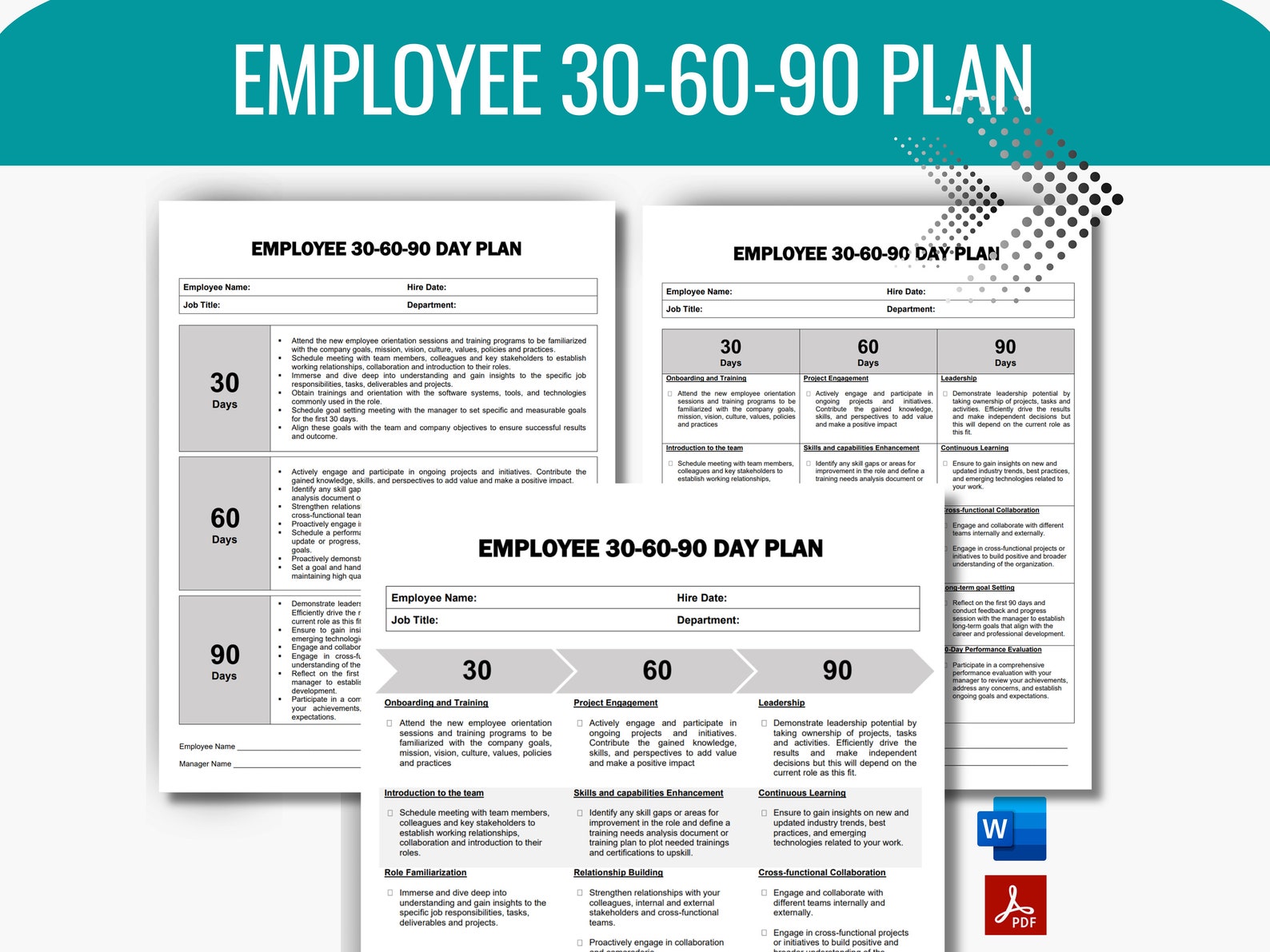 Employee 30 60 90 Day Plan, Employee Onboarding Plan, New Hire ...