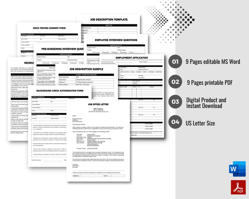 Employee Pre-employment Toolkit, Recruitment Bundle, Interview ...