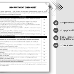 Recruitment Checklist, Recruitment Guide, Recruitment Form, Employee ...