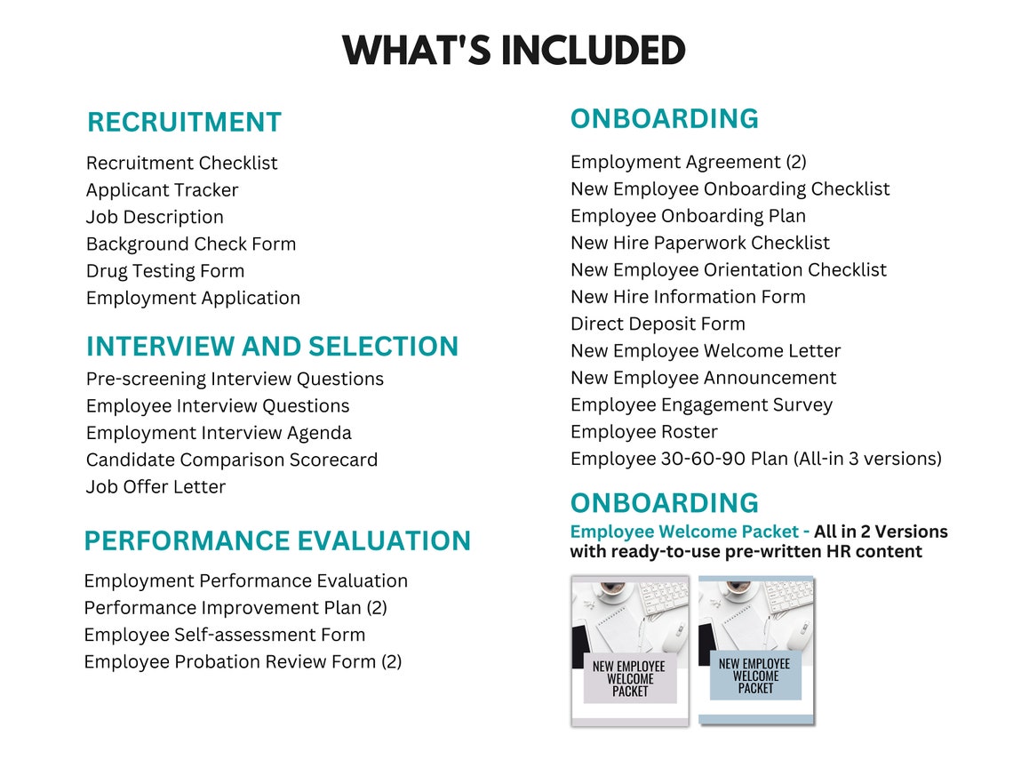 HR Forms, HR Templates, Recruitment, New Hire Packet, New Hire ...