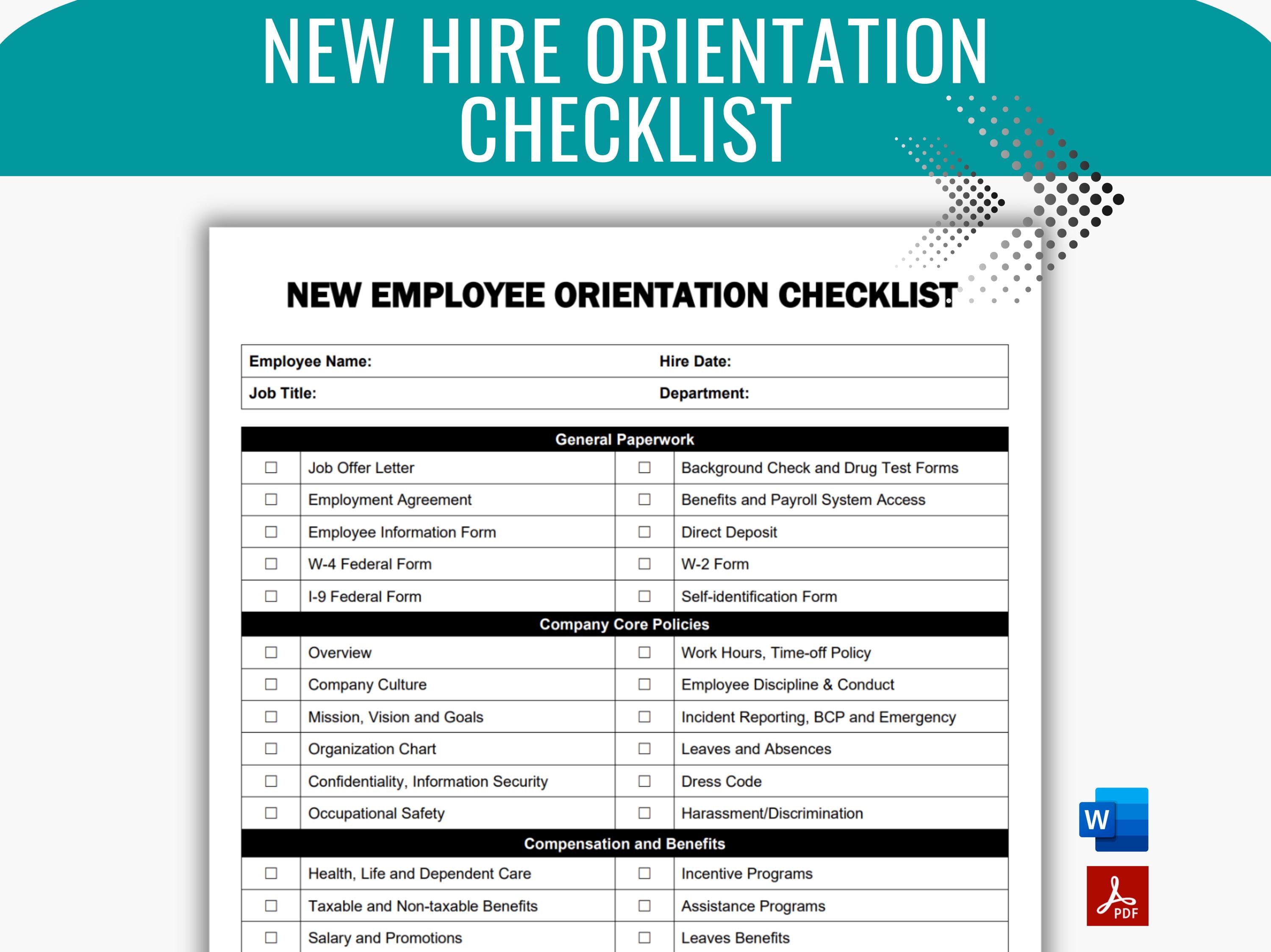 New Hire Checklist, New Hire Orientation, Employee Onboarding, Employee ...