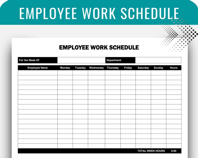 Employee Work Schedule, Employee Time Sheet, Employee Schedule, Weekly ...