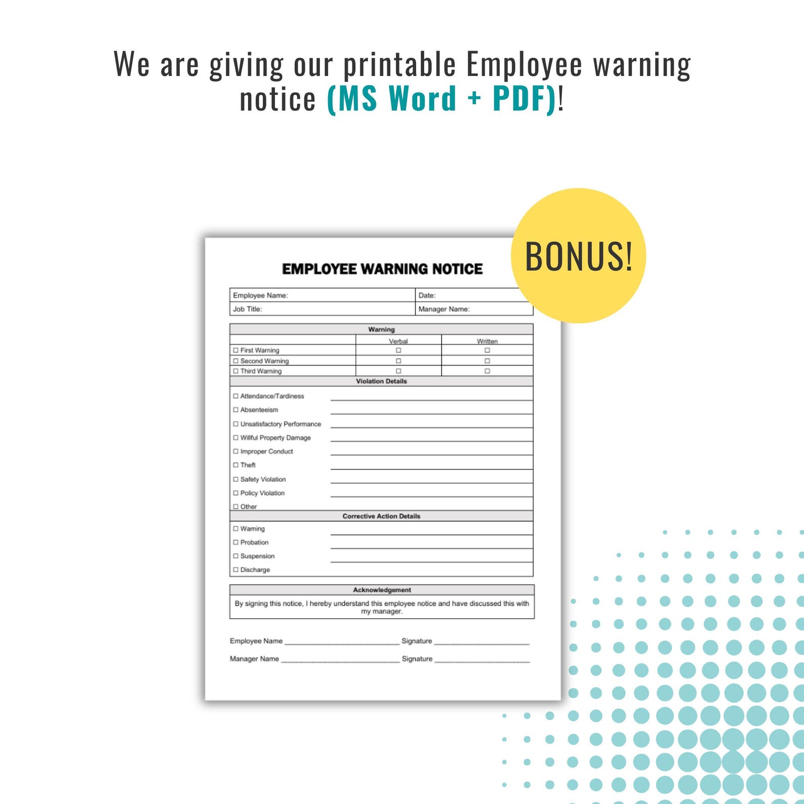 Employee Warning Tracker, Employee Warning System, Employee ...