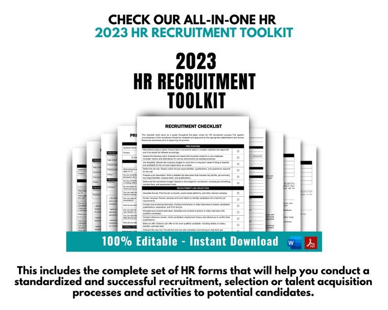Recruitment Checklist, Recruitment Guide, Recruitment Form, Employee ...