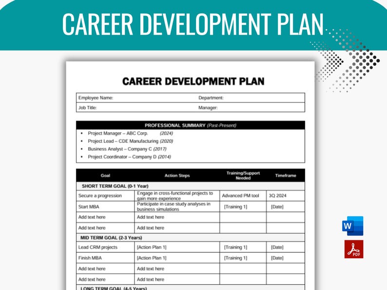 Career Development Plan, Employee Development Plan, Individual ...