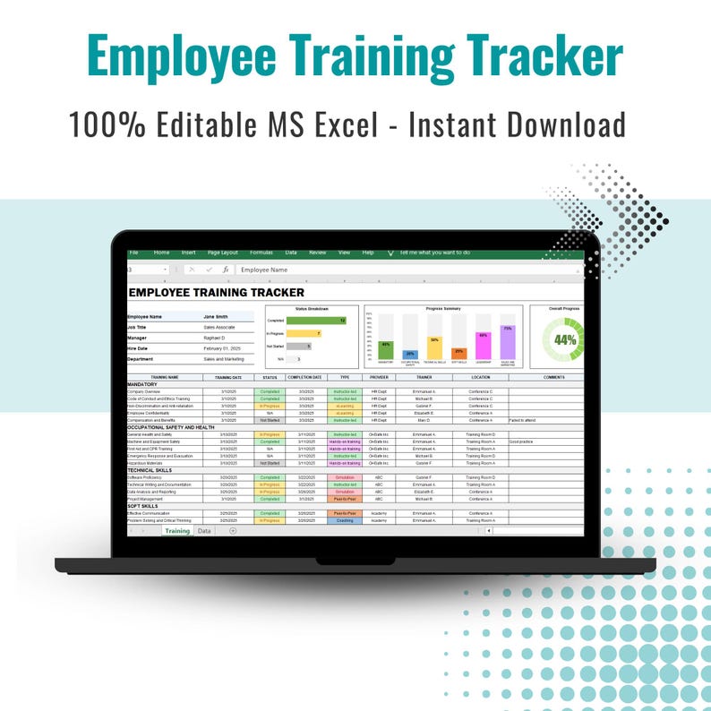 Employee Training Tracker, New Hire Training Plan, Employee Training ...