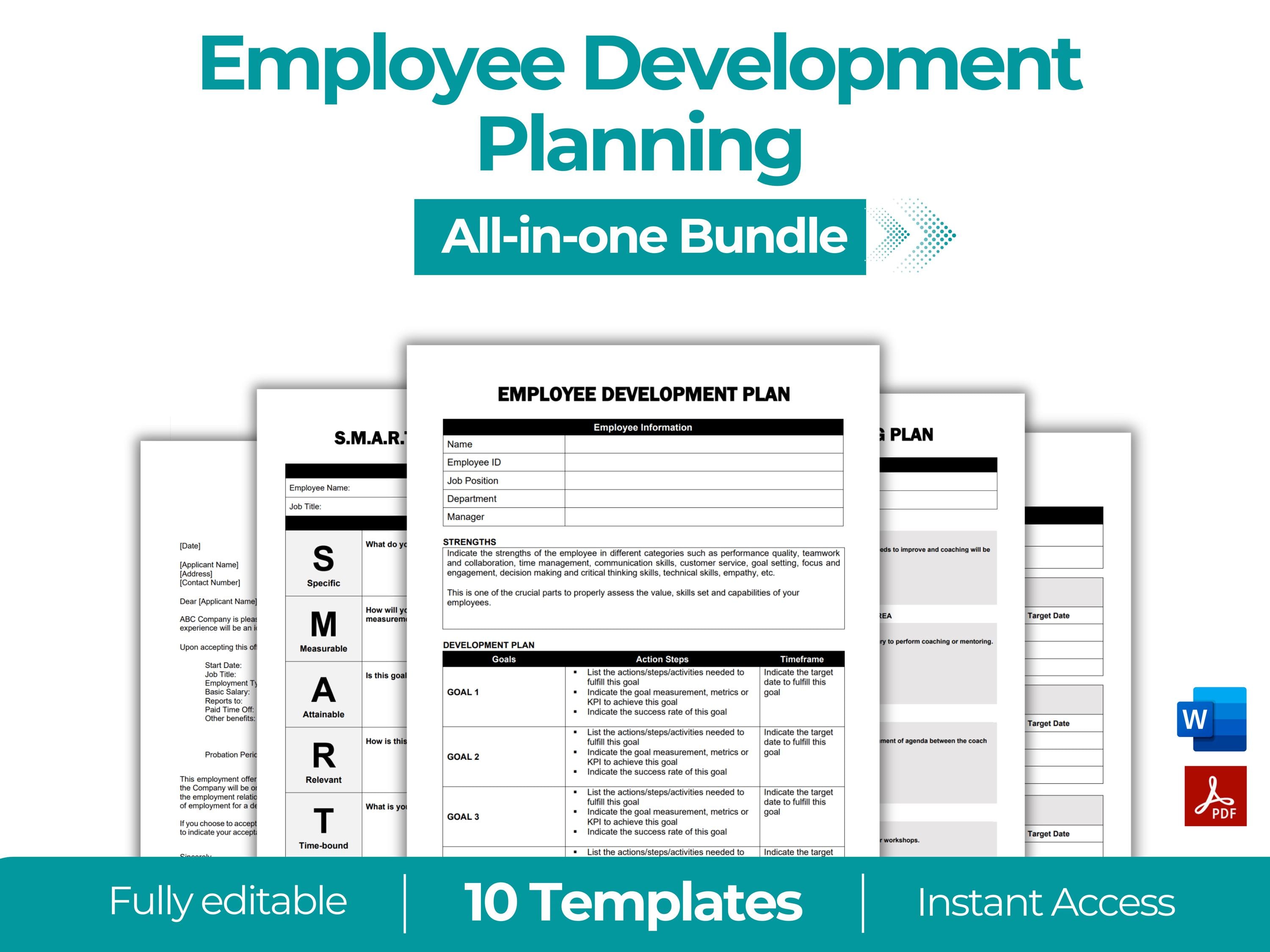 Employee Development Plan Bundle, SMART Goals, Goals, Individual ...