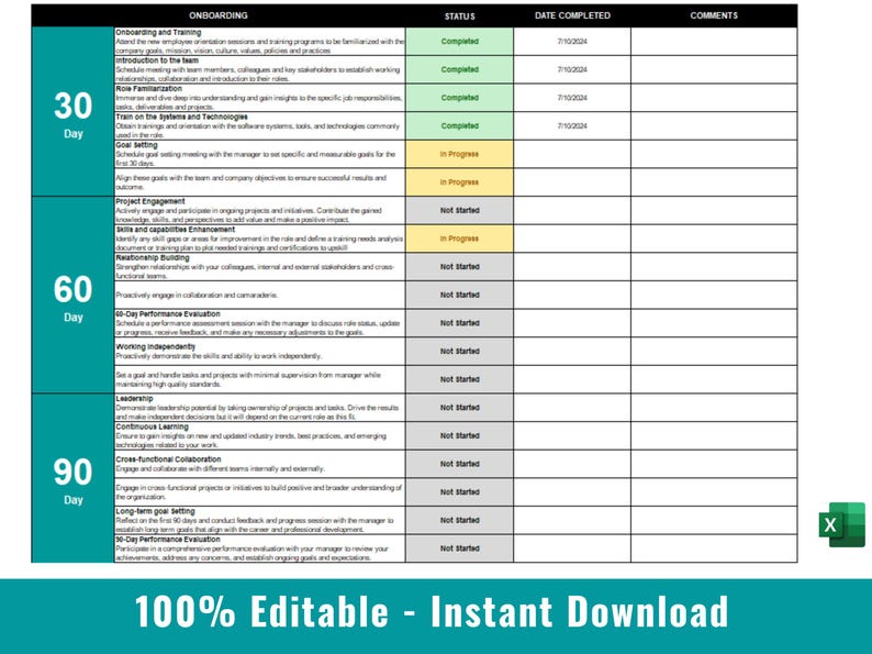 Employee 30 60 90 Day Plan, Employee Onboarding Plan, New Hire ...