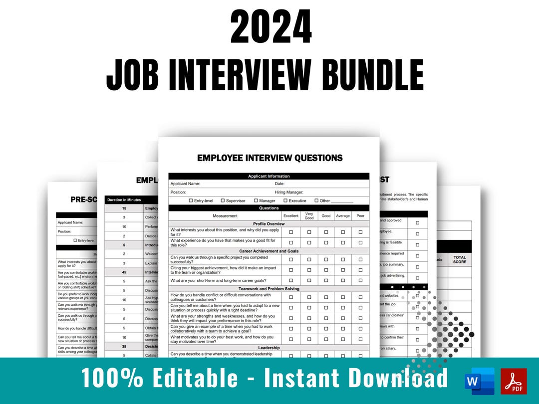 Employee Interview Bundle, Employee Interview Questions, Interview ...