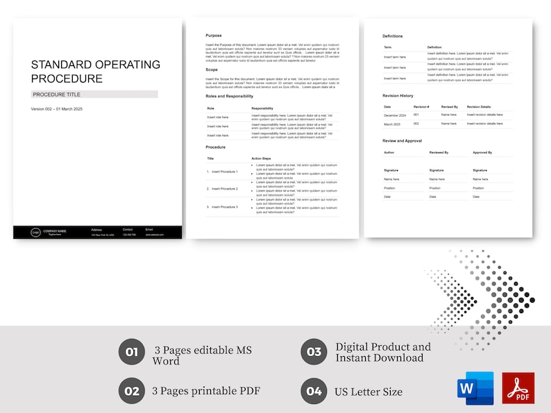 Standard Operating Procedure Template, SOP Template, Business SOP ...
