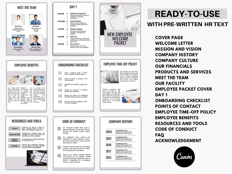 Employee Welcome Packet, Employee Onboarding Handbook, New Employee ...