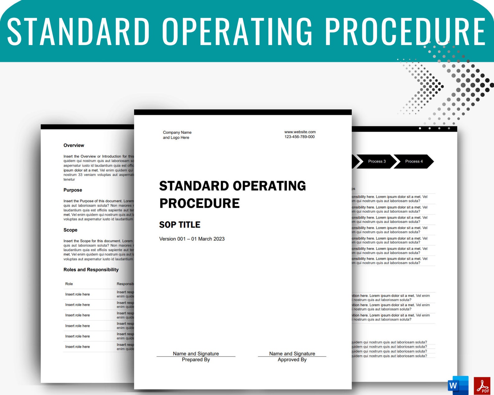 Standard Operating Procedure Template, SOP Template, Business SOP Document, Process Document ...
