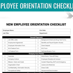 New Hire Checklist, New Hire Orientation, Employee Onboarding, Employee ...