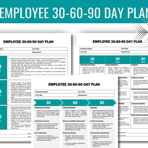 Employee 30 60 90 Day Plan Employee Onboarding Plan New Hire - Etsy