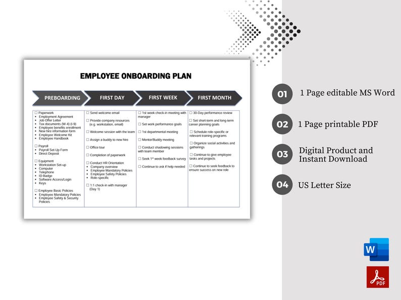 Employee Onboarding Plan, HR Form, HR Template, Employee Onboarding ...