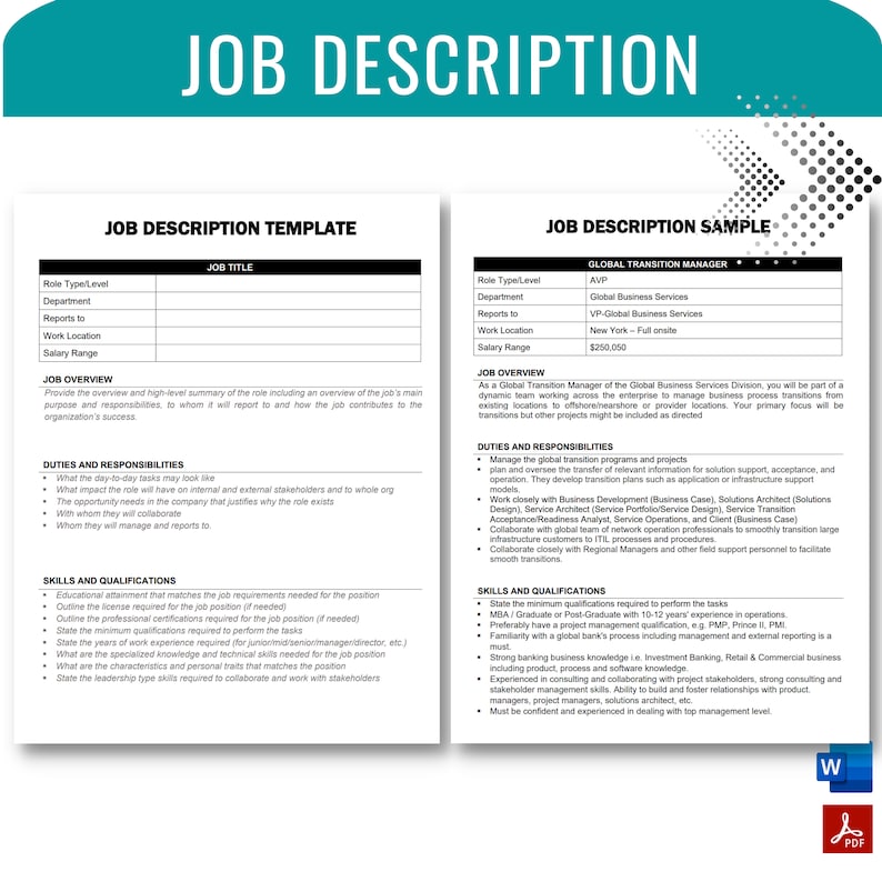 Job Description Template, Job Description Form, Company Job Summary ...