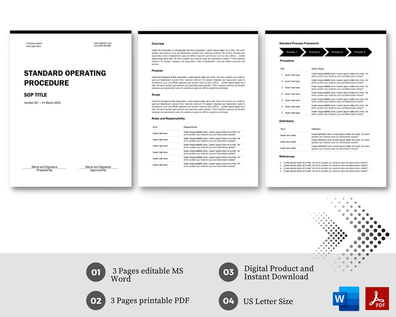 Standard Operating Procedure Template, SOP Template, Business SOP ...