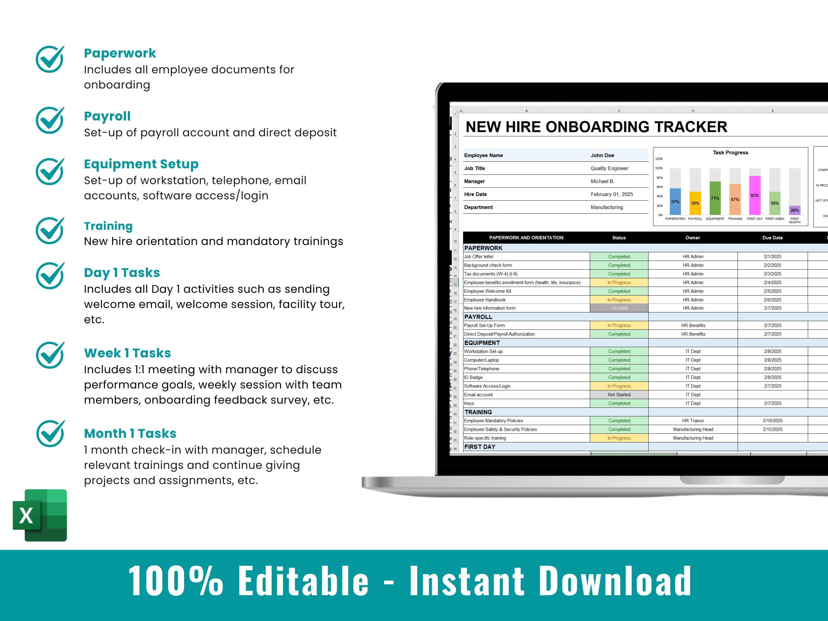 New Hire Checklist, New Hire Packet, New Hire Onboarding, Job Offer ...