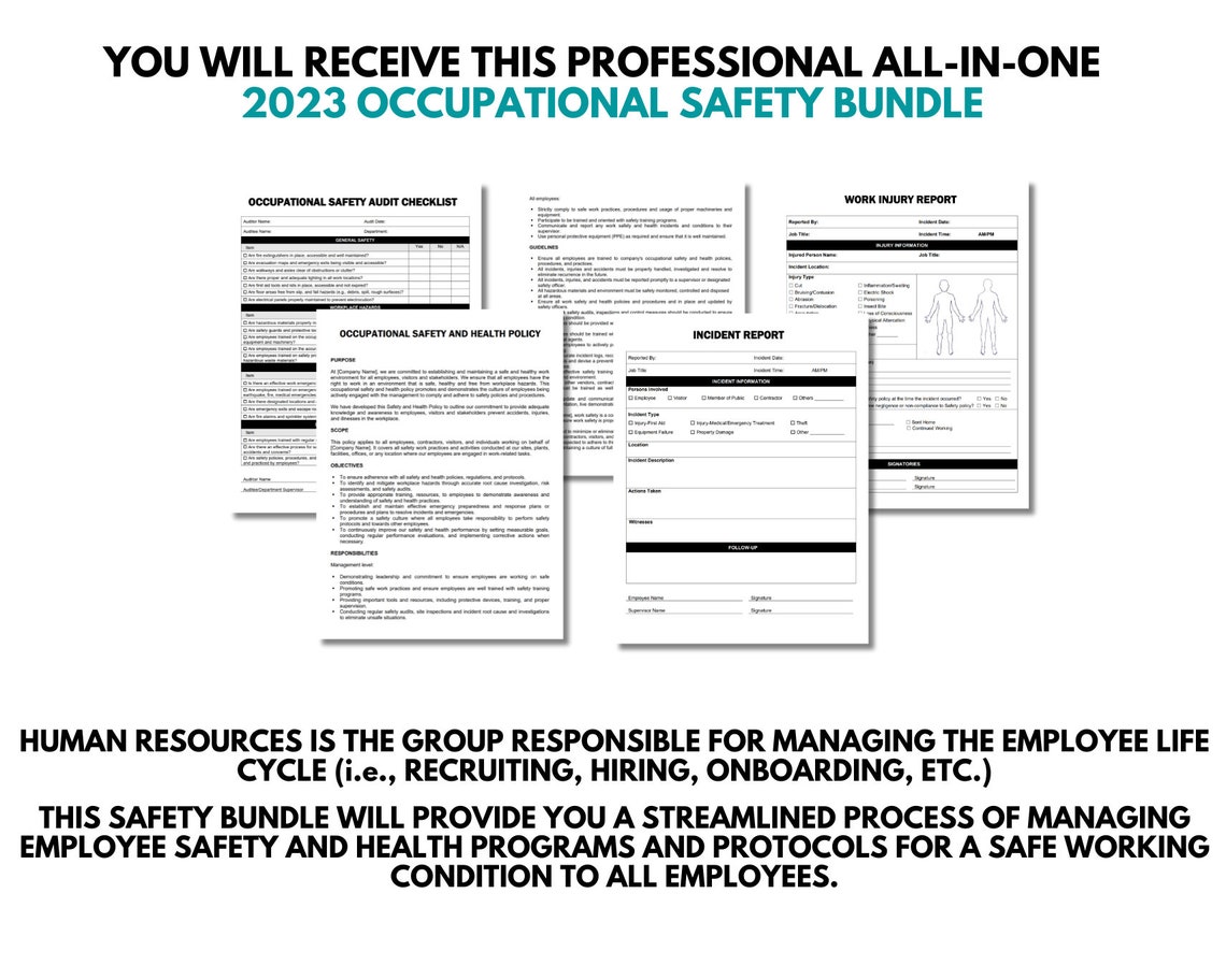 Employee Safety Policy, Incident Report, Safety Checklist, Safety ...