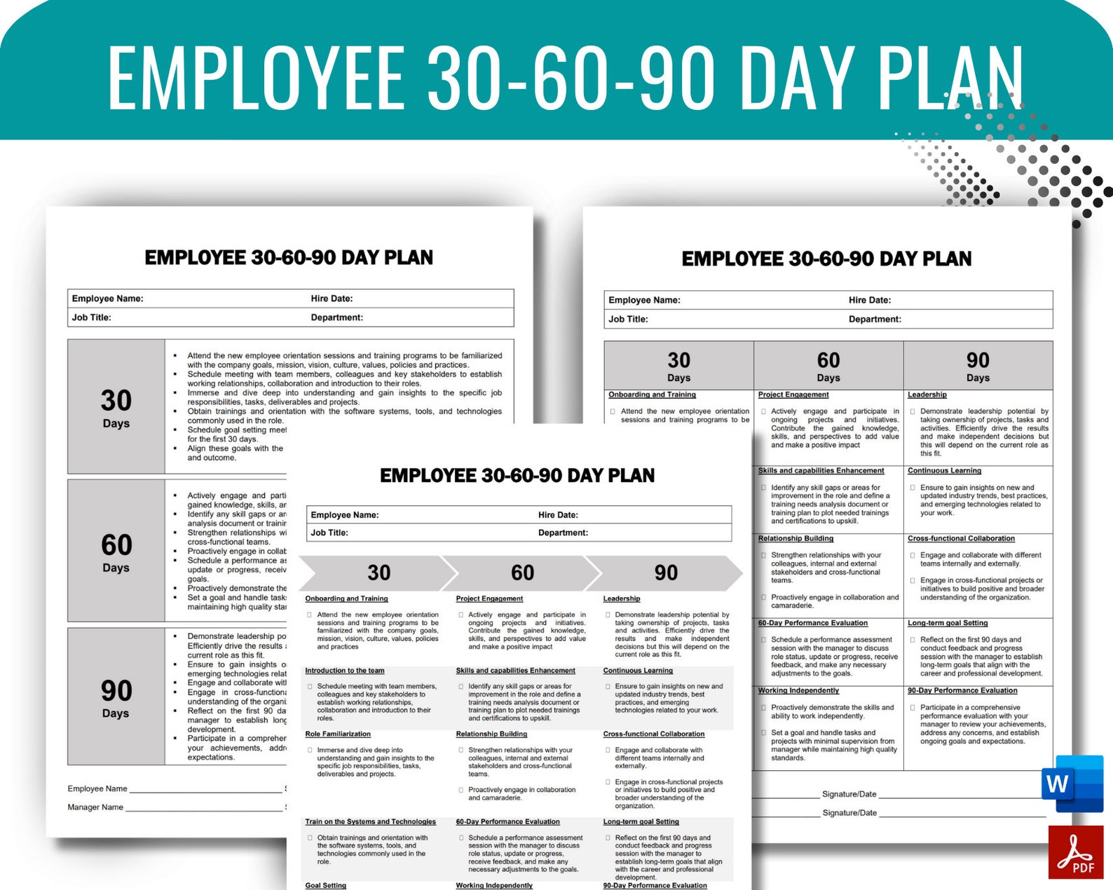 Employee 30 60 90 Day Plan, Employee Onboarding Plan, New Hire ...