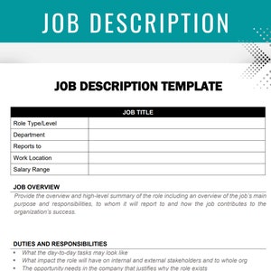 Job Description Template, Job Description Form, Company Job Summary ...