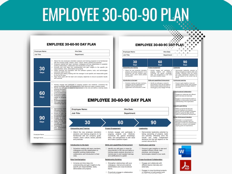 Employee 30 60 90 Day Plan, Employee Onboarding Plan, New Hire ...