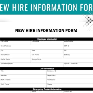New Hire Information Sheet New Hire Information New Hire - Etsy