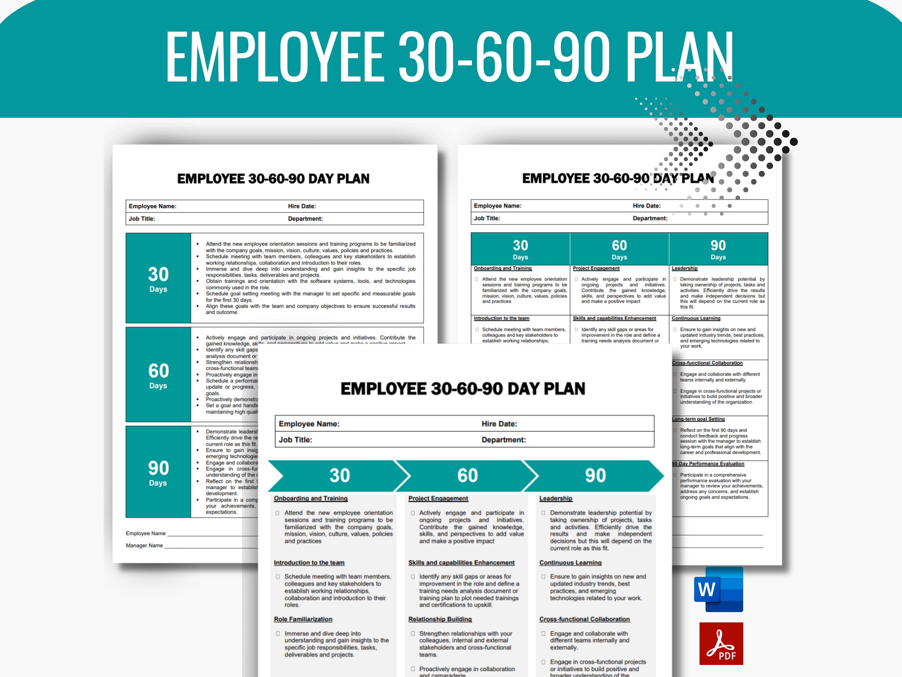 Employee 30 60 90 Day Plan, Employee Onboarding Plan, New Hire ...