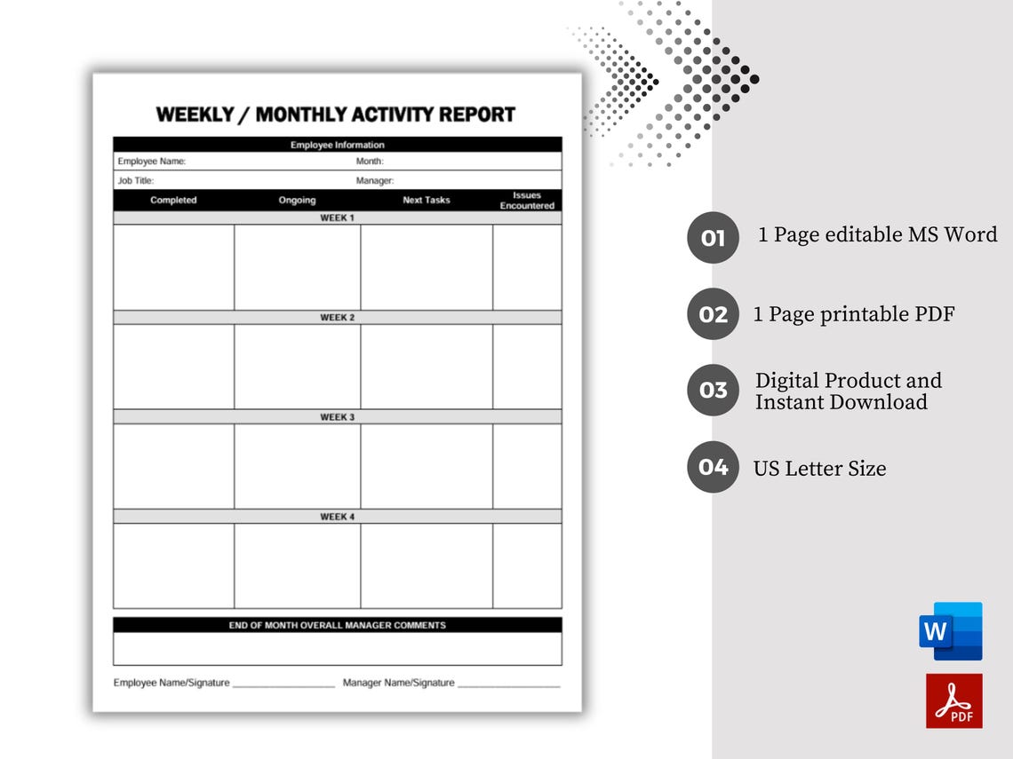 Employee Daily & Weekly Activity Report Template, Daily Work Report ...