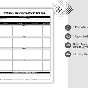 Employee Daily & Weekly Activity Report Template, Daily Work Report ...
