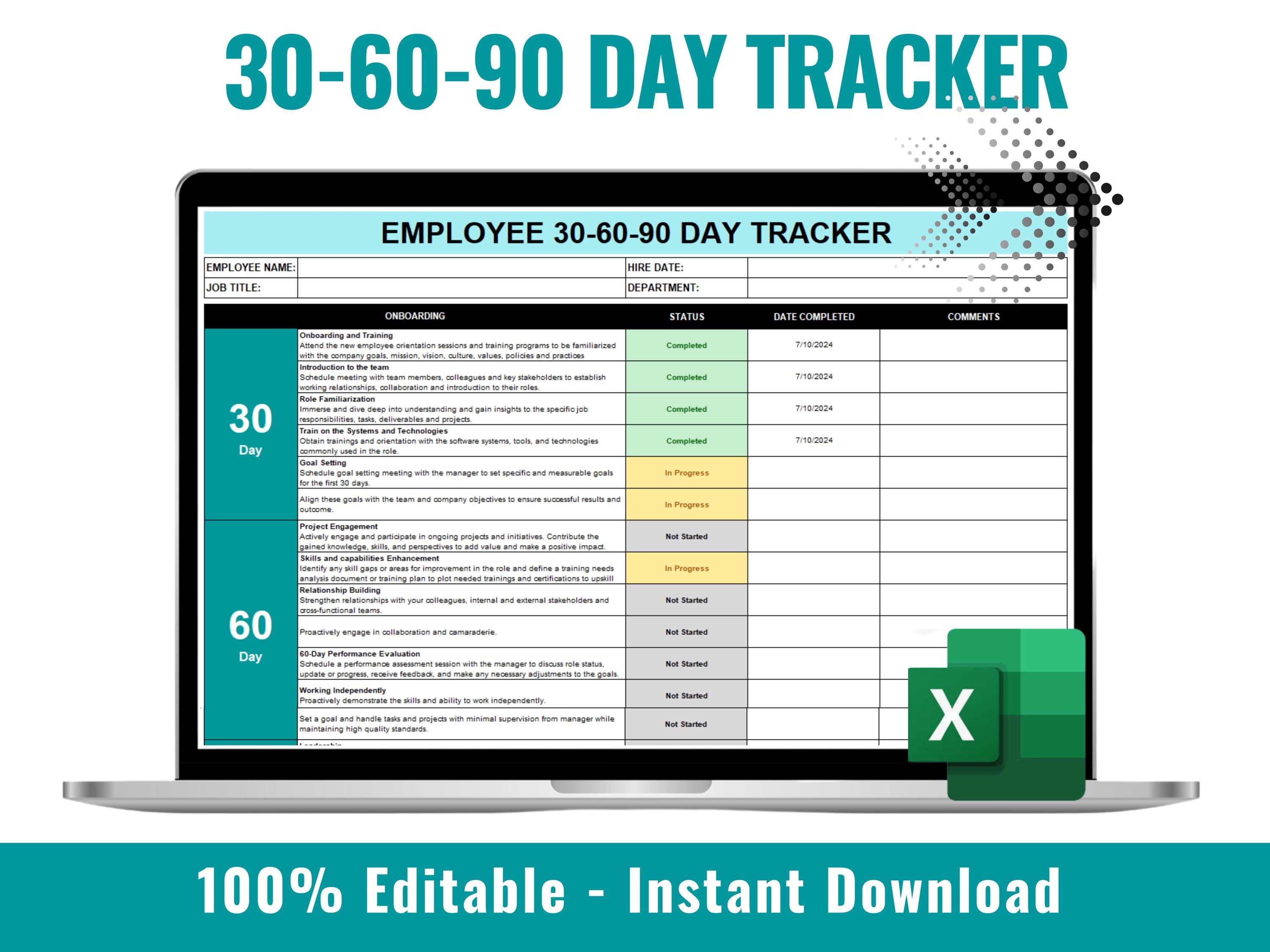 Employee 30 60 90 Day Plan, Employee Onboarding Plan, New Hire ...