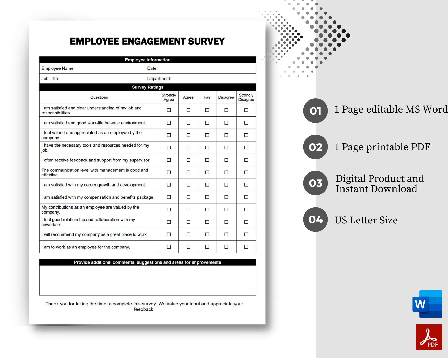 Employee Engagement Survey, Company Survey, HR Survey, Feedback Form ...
