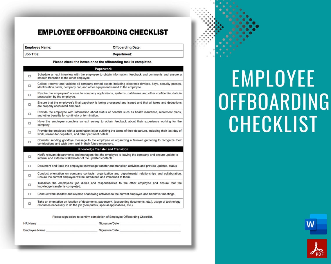 Employee Offboarding Checklist, Employee Exit Checklist, Employee Exit Form, Offboarding ...