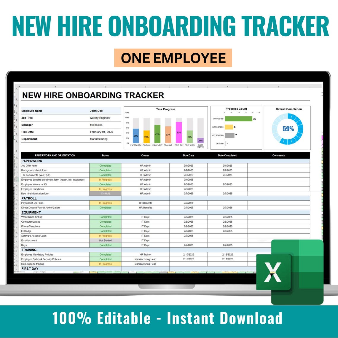 New Hire Checklist, New Hire Packet, New Hire Onboarding, Job Offer ...