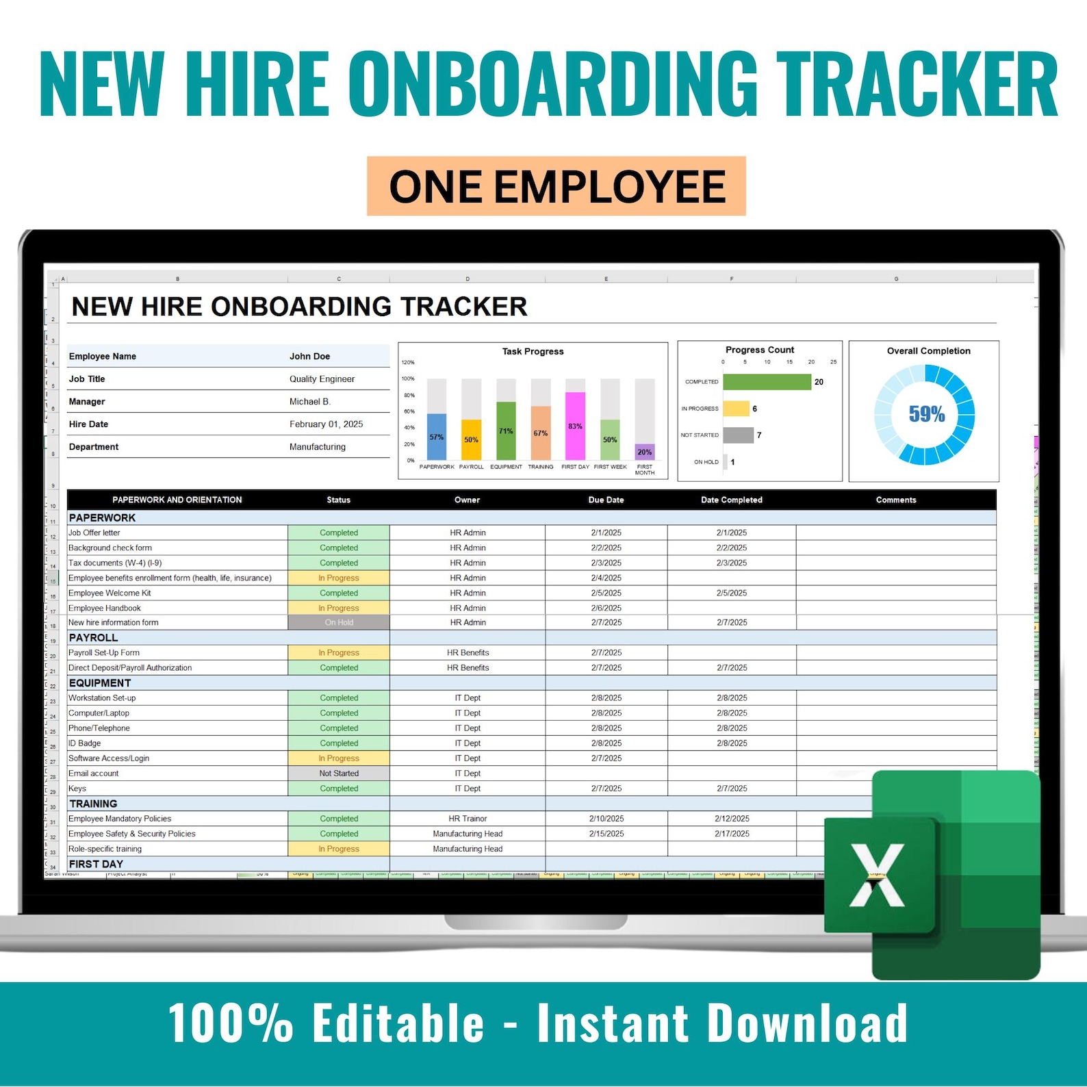 New Hire Checklist, New Hire Packet, New Hire Onboarding, Job Offer ...