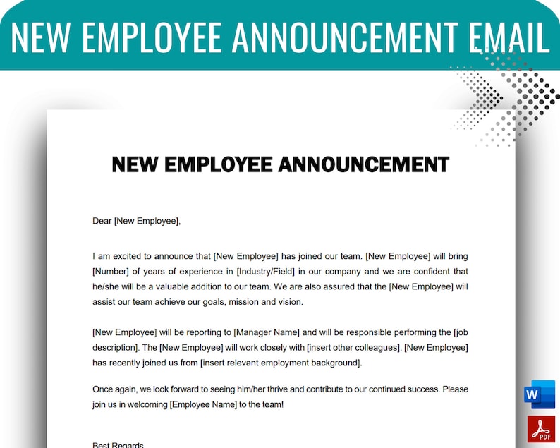 New Employee Announcement Email, Welcome Email, Welcome Announcement ...