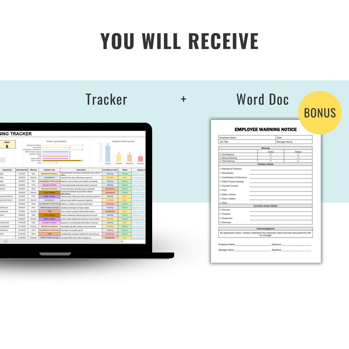 Employee Warning Tracker, Employee Warning System, Employee ...