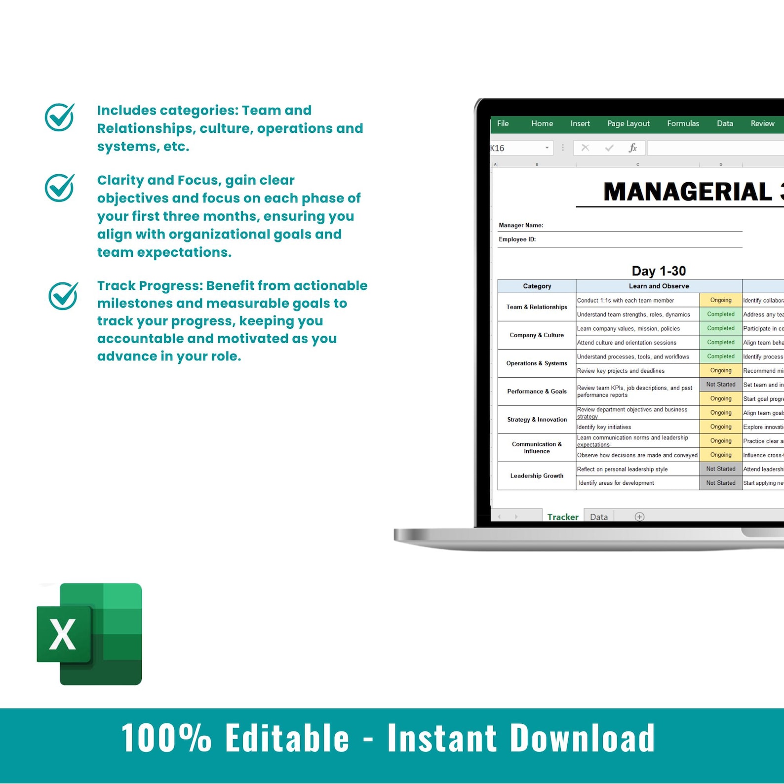 30 60 90 Day Manager, Managerial 30 60 90 Day Plan, 30 60 90 Day Plan ...