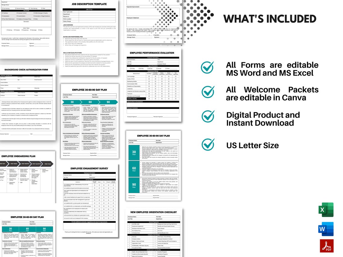HR Forms, HR Templates, Recruitment, New Hire Packet, New Hire ...