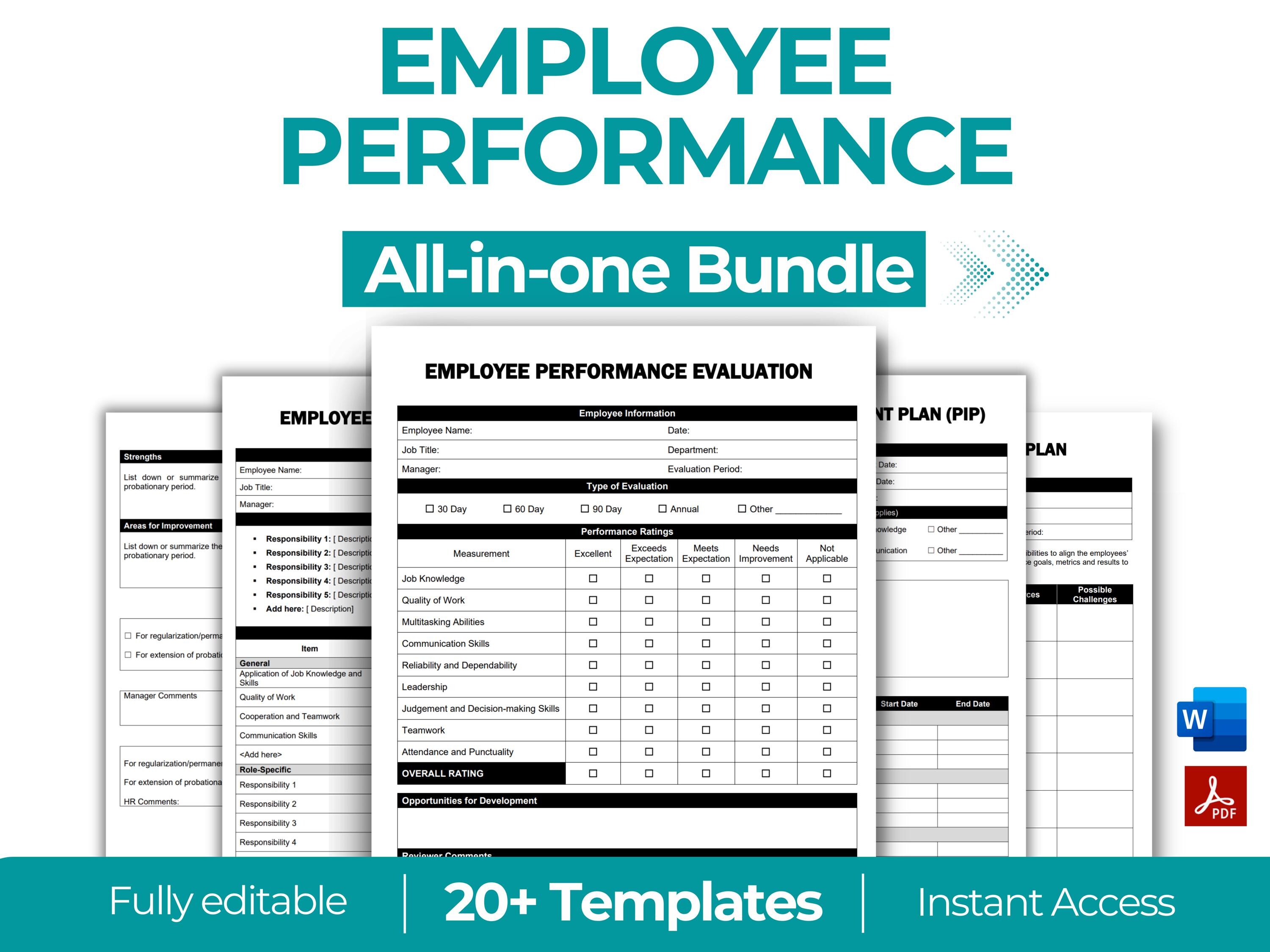 Employee Performance Bundle, Employee Performance Evaluation, Performance Improvement Plan, PIP ...