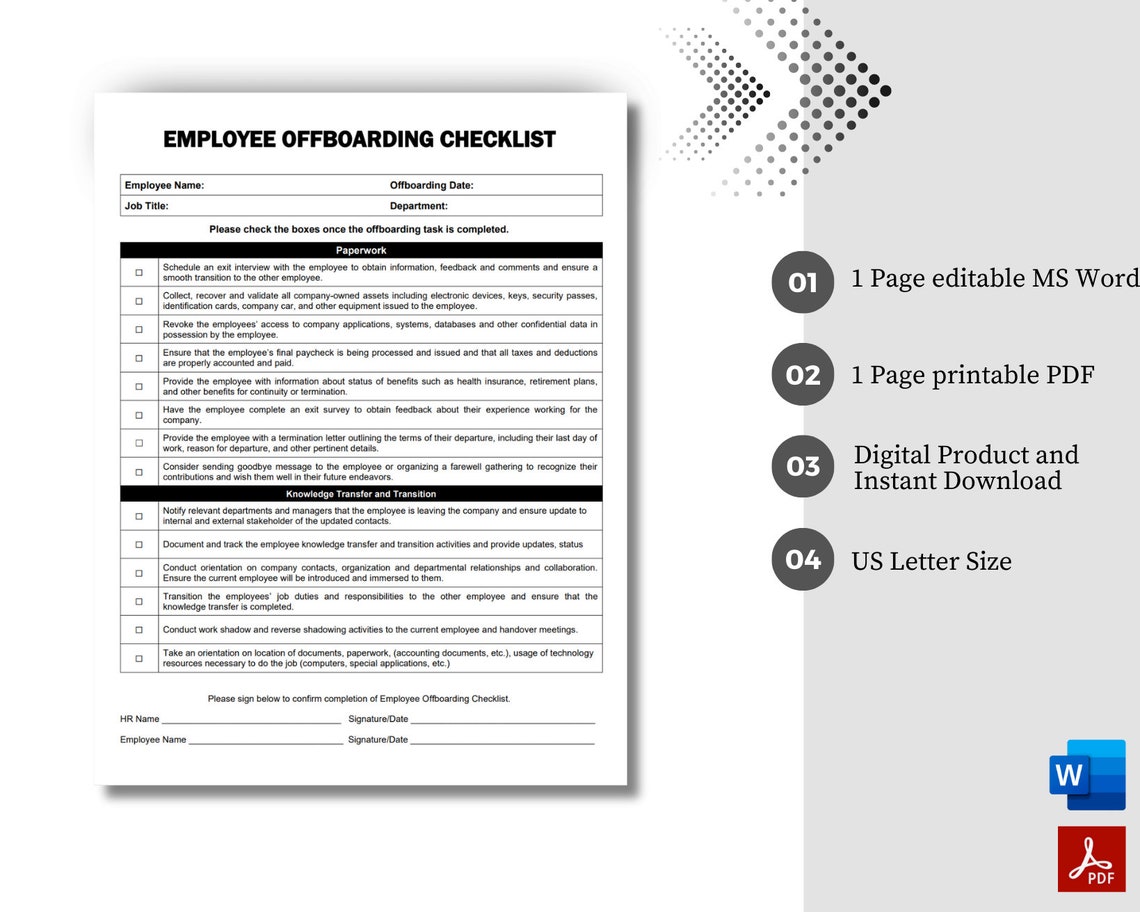 Employee Offboarding Checklist, Employee Exit Checklist, Employee Exit ...