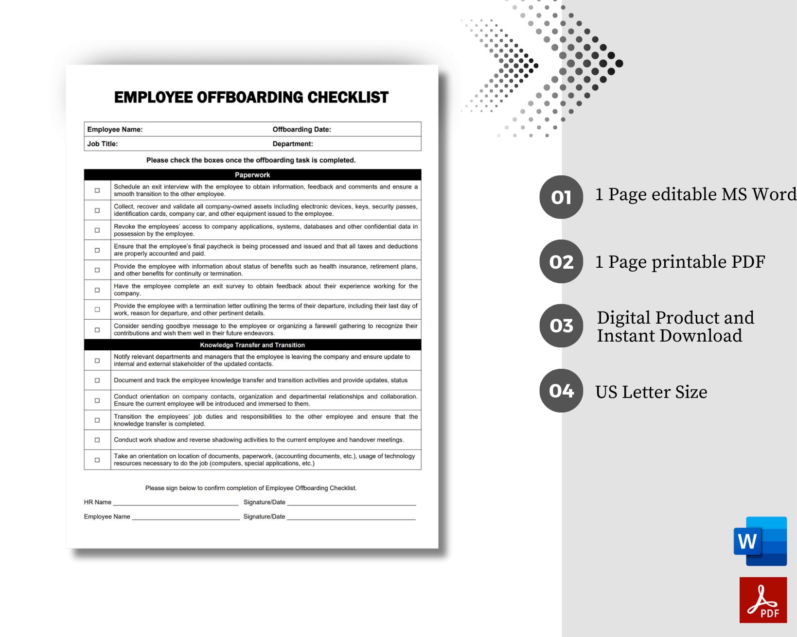 Employee Offboarding Checklist, Employee Exit Checklist, Employee Exit Form, Offboarding ...