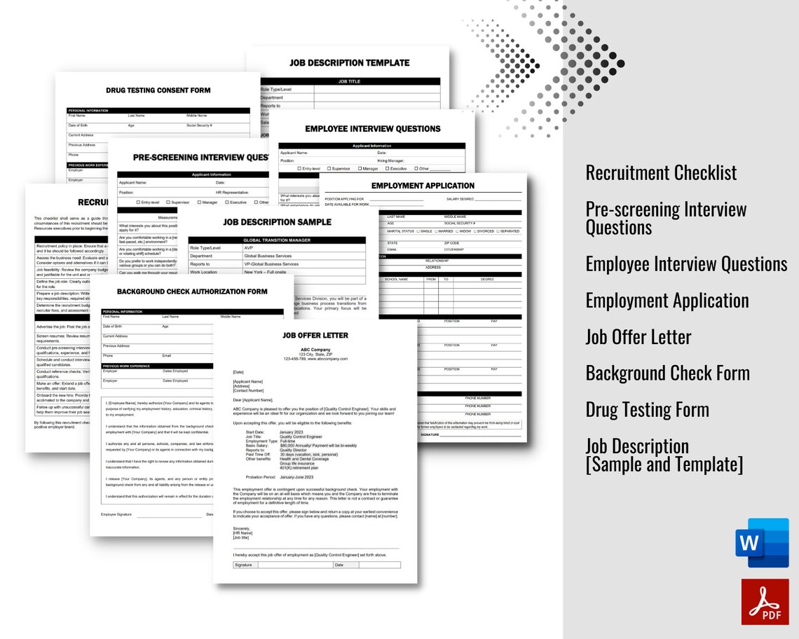 Recruitment Checklist, Recruitment Guide, Recruitment Form, Employee ...