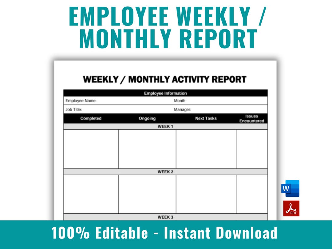 Employee Daily & Weekly Activity Report Template, Daily Work Report ...