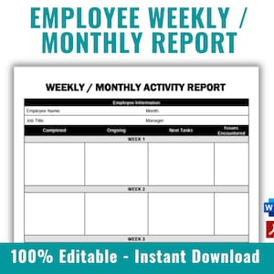Employee Daily & Weekly Activity Report Template, Daily Work Report ...