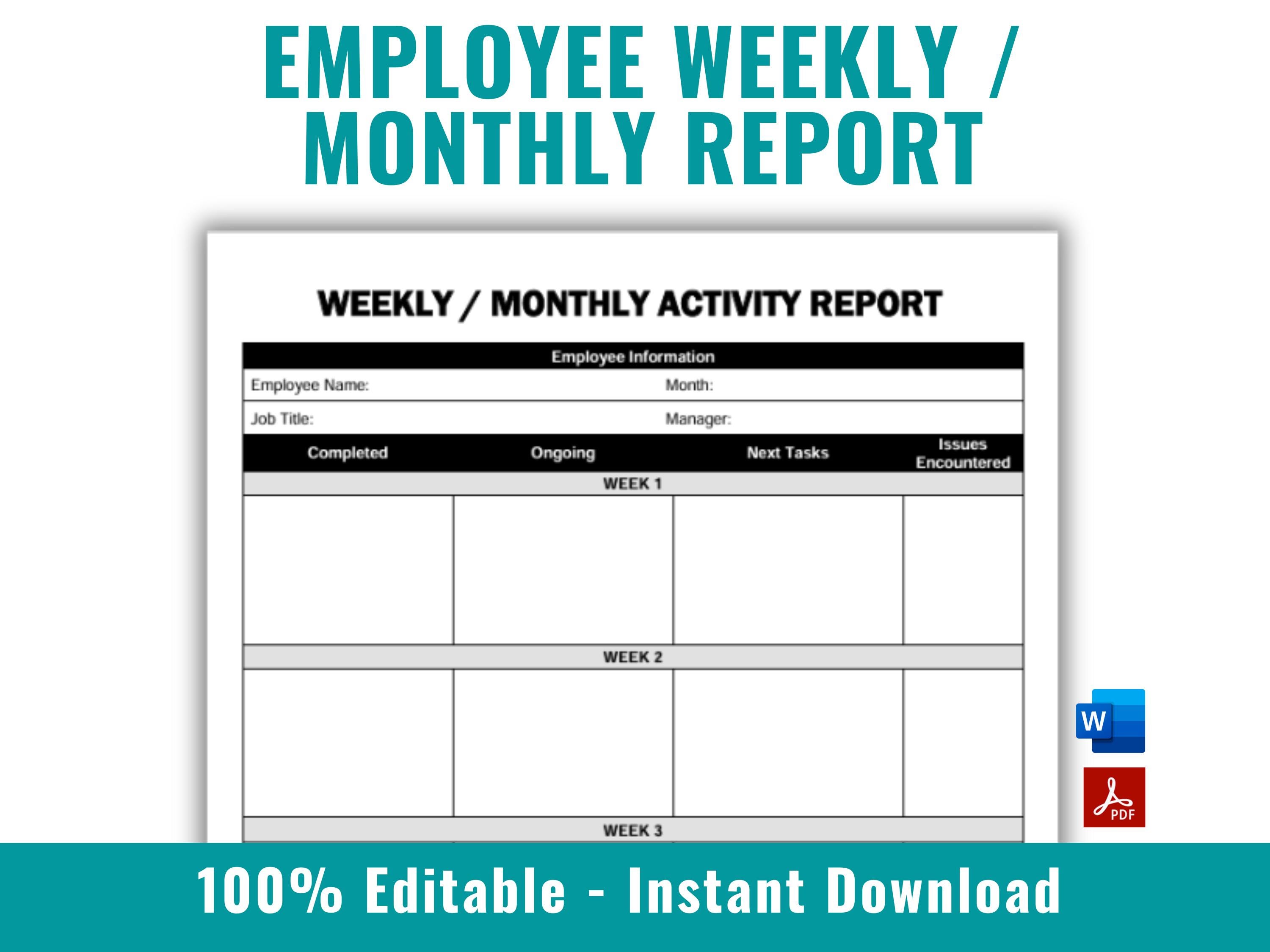 Employee Daily & Weekly Activity Report Template, Daily Work Report ...