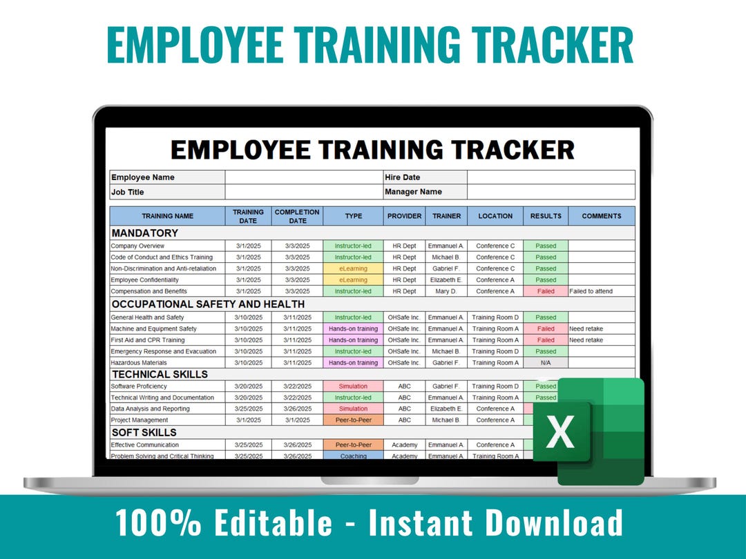 Employee Training Tracker, New Hire Training Plan, Employee Training ...