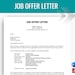 Job Offer Letter Template, Employment Contract, New Hire Document ...